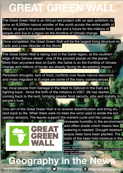Great Green Wall of Africa - Poster - Internet Geography
