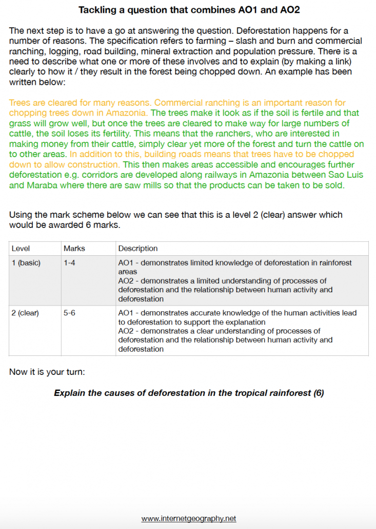 Exam Question Modelling - AO1 and AO2 - Internet Geography