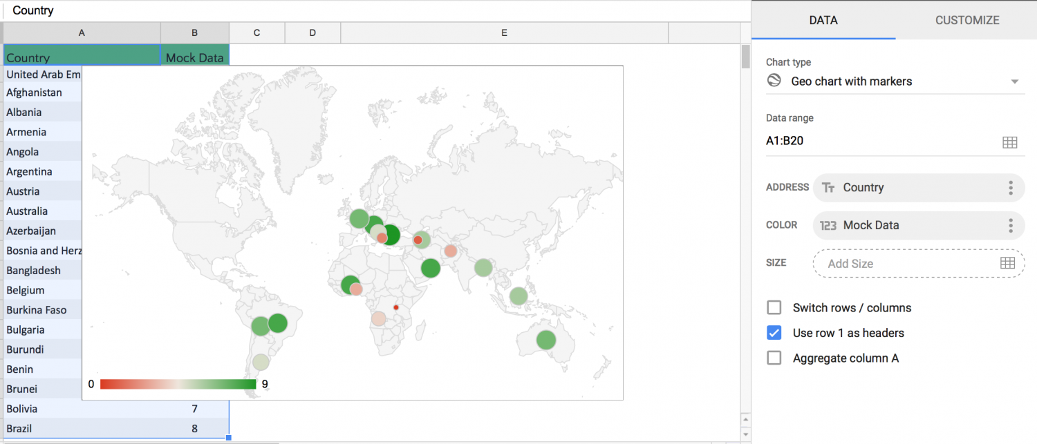 Create a proportional circles map in Google Sheets - Internet Geography