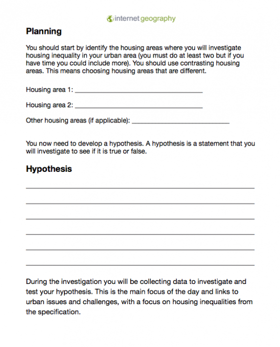 Urban Issues and Challenges - Housing Inequality Fieldwork Booklet ...