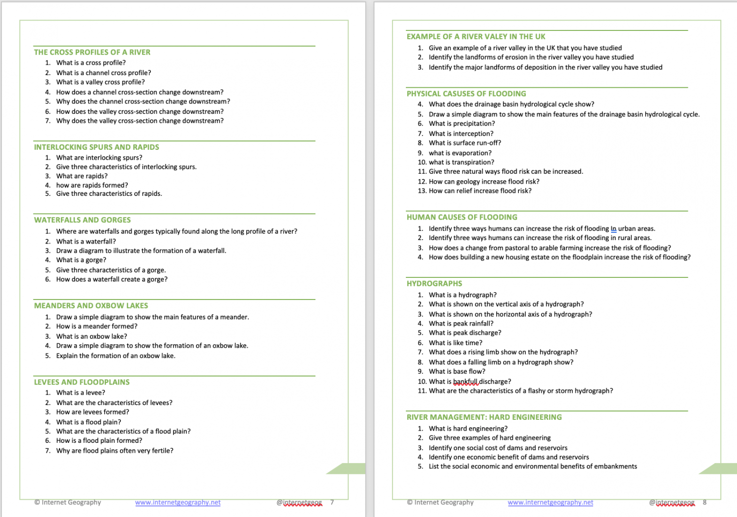 GEOGREVISE - AQA GCSE Geography River Landscapes in the UK - Internet ...