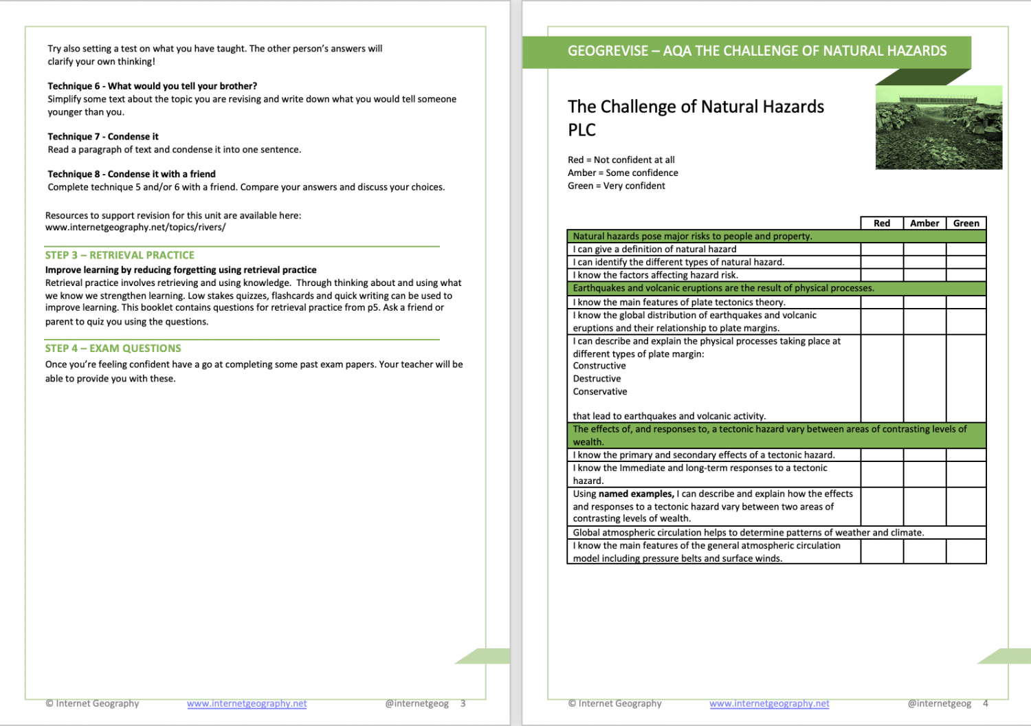 GEOGREVISE – AQA GCSE Geography The challenge of natural hazards ...