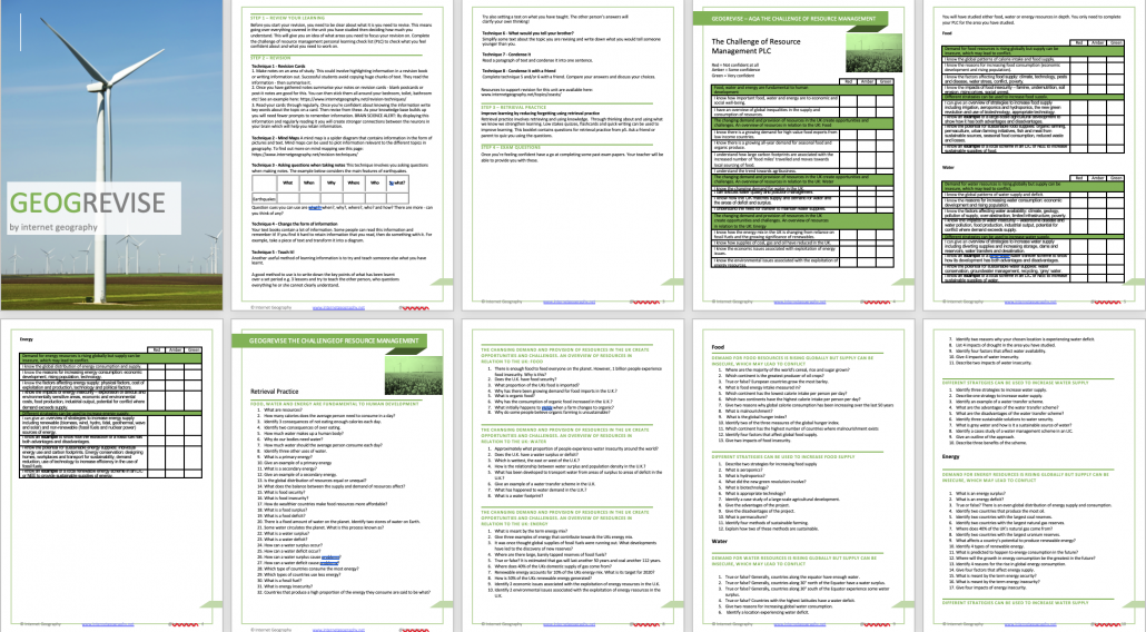 GEOGREVISE AQA GCSE Geography The challenge of resource management ...
