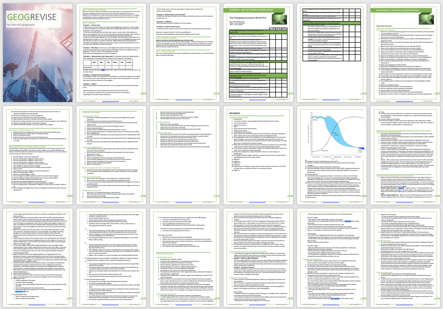 GEOGREVISE AQA GCSE Geography The changing economic world - Internet ...