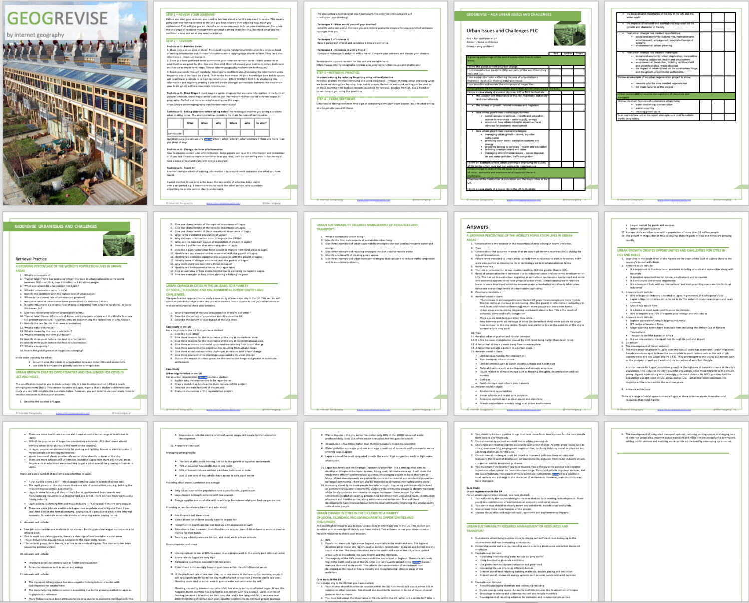 GEOGREVISE AQA GCSE Geography Urban Issues and Challenges - Internet ...