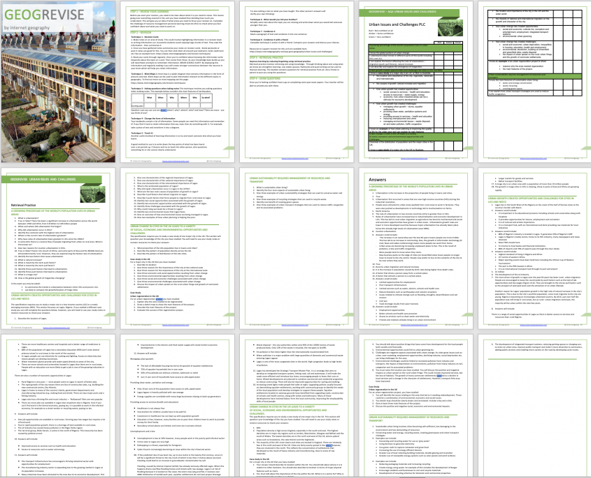 GEOGREVISE AQA GCSE Geography Urban Issues and Challenges - Internet ...