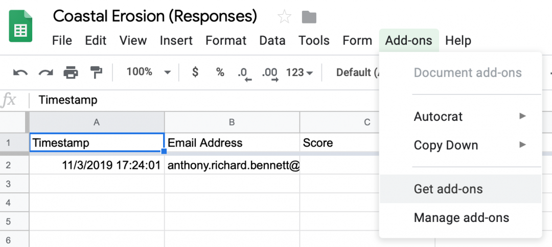 Analysing data from a self-marking quiz using Google Forms with ...