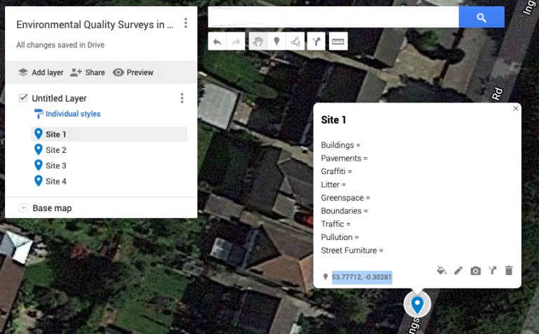 Google My Maps Project - Environmental Quality Survey in My Local Area ...